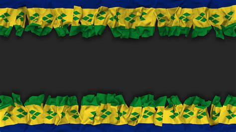 Saint Vincent And The Grenadines Flag Hanging Banner Seamless Looping With Bump And Plain