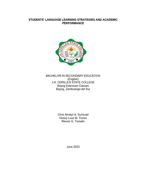 Students Language Learning Strategies And Academic Performance Torres