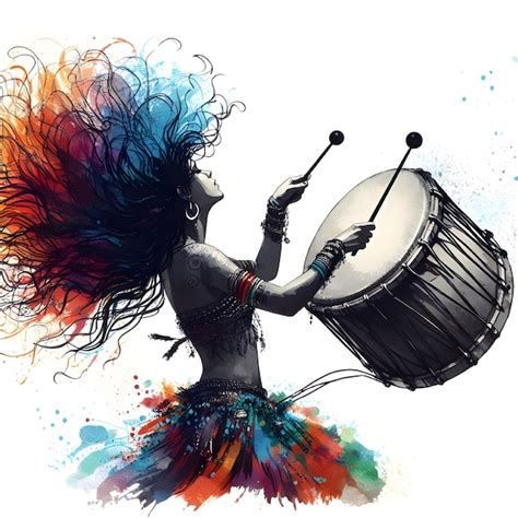 Premium Vector Vector Girl Playing With Drums