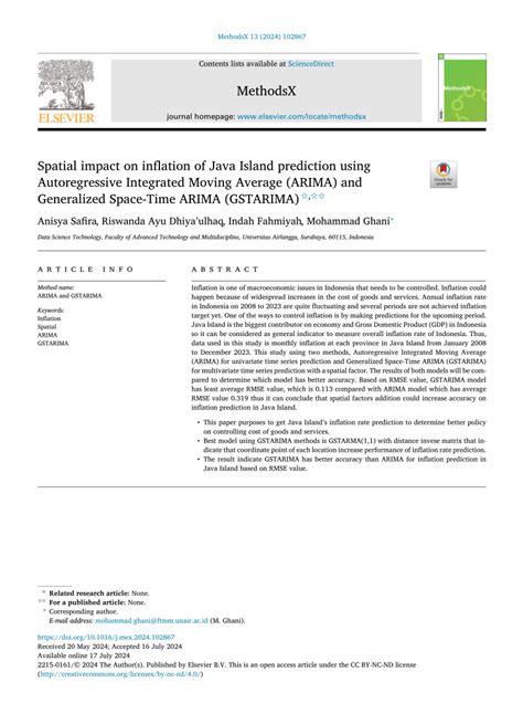 Pdf Spatial Impact On Inflation Of Java Island Prediction Using Autoregressive Integrated