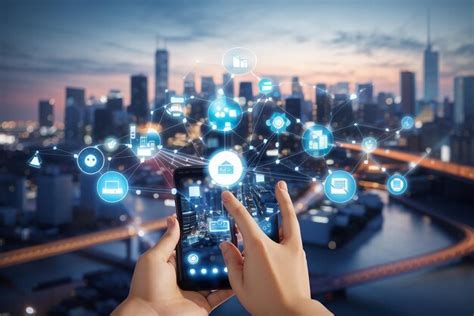 Premium Ai Image Smart City And Internet Of Things Iot On Smartphone