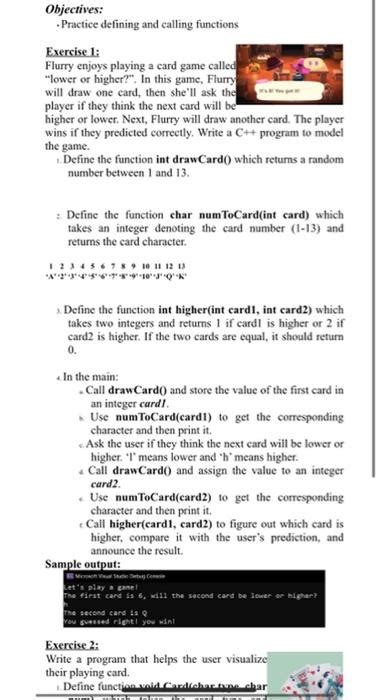 Solved Objectives Practice Defining And Calling Functions Chegg