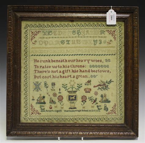 An Early Victorian Needlework Sampler By Ann Roberts Aged X