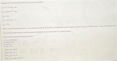 Solved Suppose For The Unknown Function Fxy You Are Told