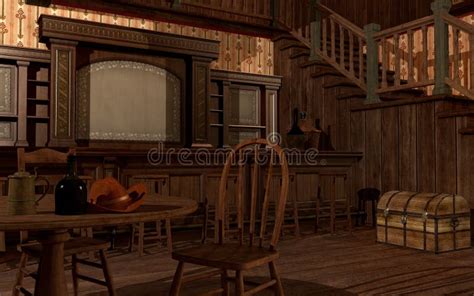 Old Wild West Saloon Stock Illustration Illustration Of Table 41436956