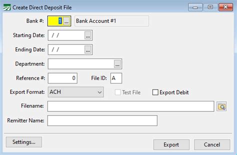 Test Direct Deposit File