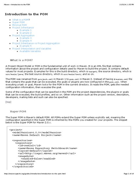 Maven Introduction To The Pom Pdf Software Development Computer Programming