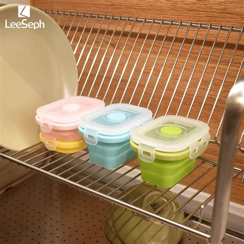 4 Packs Collapsible Silicone Food Storage Container Set Leakproof