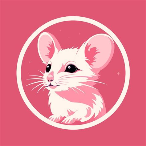 Premium Vector White Mouse In Pink Circle On Pink Background