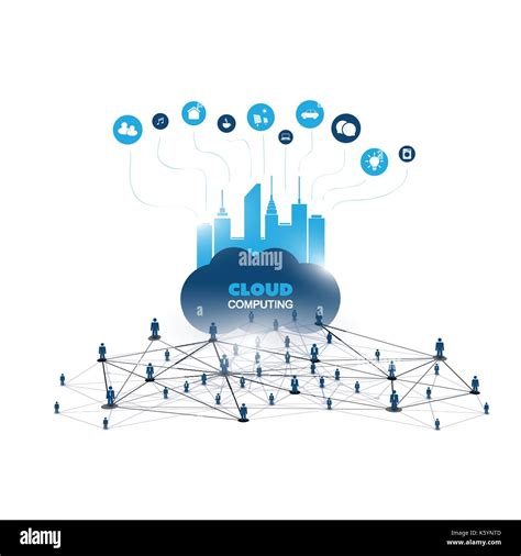 Cloud Computing Design Concept With Icons And Network Mesh Digital