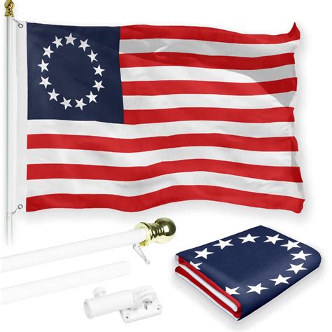 G128 Combo Pack 6 Feet Tangle Free Spinning Flagpole White Betsy