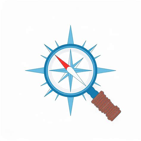A Blue Compass With A Red Star On It And A Blue Star On The Top