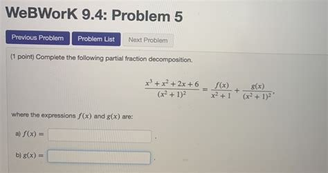 solved webwork 9 4 problem 4 previous problem problem list