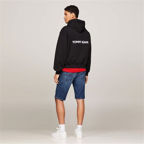 Tommy Jeans Boxy Bold Classics Hood Erkek Siyah Sweatshirt Erkek