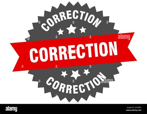 Correction Round Isolated Ribbon Label Correction Sign Stock Vector