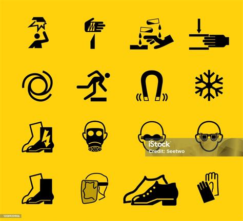 Simbol Alat Pelindung Diri Yang Diperlukan Ikon Keselamatan Ilustrasi