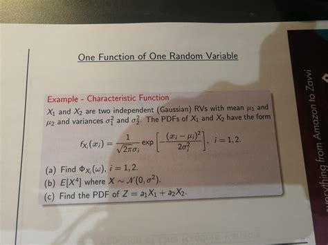 Solved One Function Of One Random Variable Example