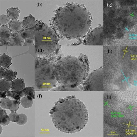 TEM images of SiO2@Co@CeO2-550 (a, b, g), SiO2@Co@CeO2-700 (c, d, h)... | Download Scientific ...