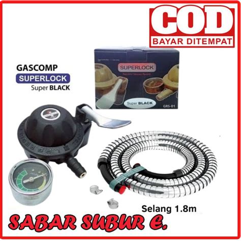 Paket Regulator Gas Tekanan Rendah Superlock Gascomp Grs 01 Selang 1 8