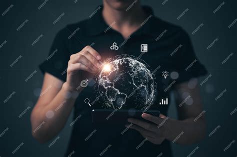 Premium Photo World On Mobile Phones Concept Of Accessing Big Data