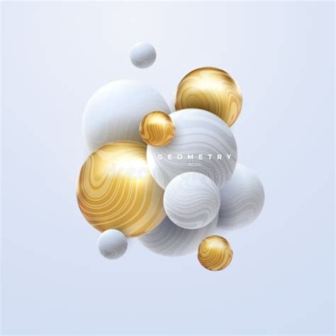3d White And Golden Spheres Cluster Stock Vector Illustration Of Ball Cover 283014152
