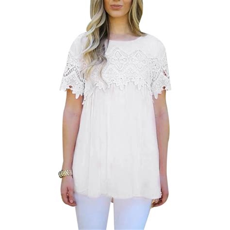 Buy Elegant Lace Tops Ruffles Blouse Women Tunic 2018