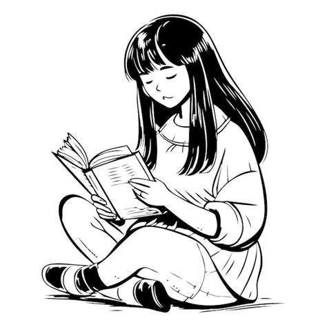 Une Belle Fille Qui Lit Un Livre Dillustration Vectorielle Dans Le