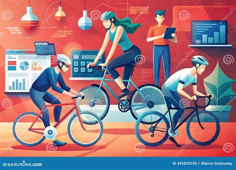 Illustration Of Cycling Strategy Team Cycling Data Analysts Bicycle And Sport Team Ai