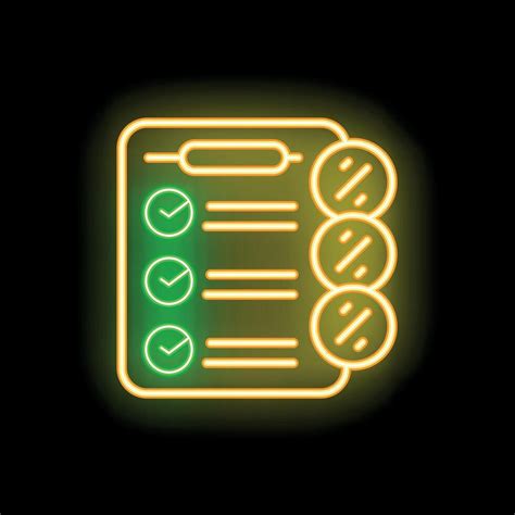 Neon Icon Of Clipboard With Checklist And Coins Representing Task Management And Finances