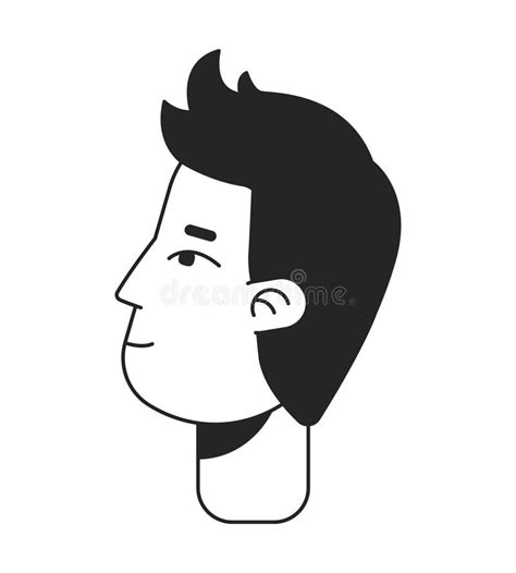 Man Looking Up Side Profile Flat Line Monochromatic Vector Character Head Stock Vector