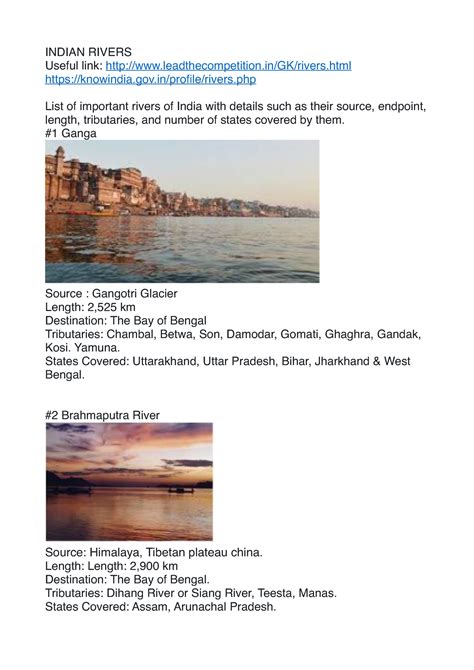 Indian Rivers Notes Indian Rivers Useful Link Leadthecompetitiongk