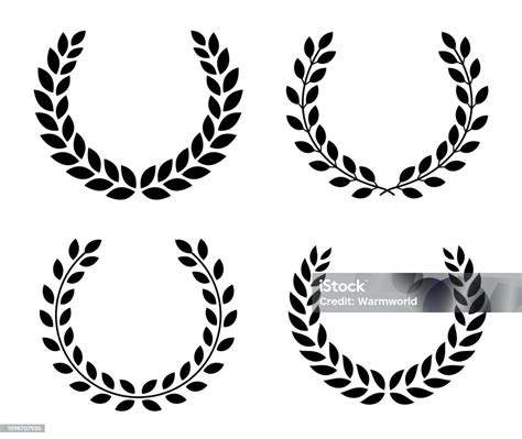 Laurel Wreath Silhouette Set Laurel Wreath Icon Collection Vector