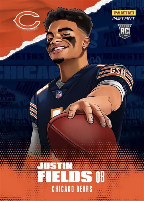 NFL Chicago Bears Instant Draft Night Illustrations Football Single Card Justin Fields ToyWiz