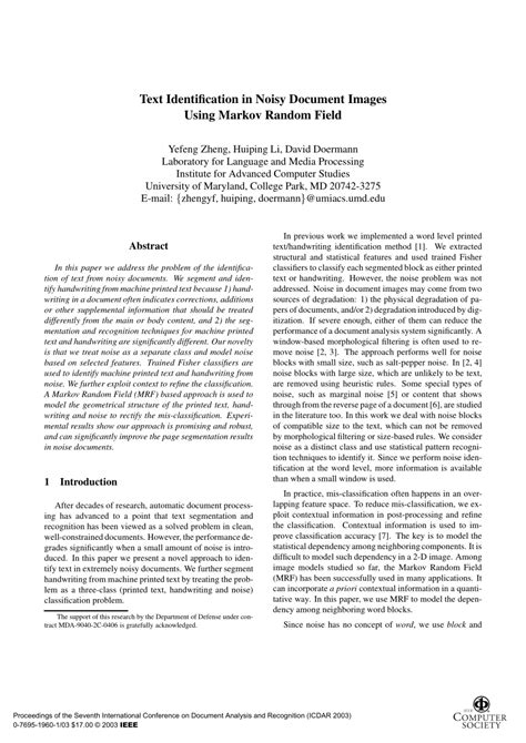 Pdf Text Identification In Noisy Document Images Using Markov Random Field