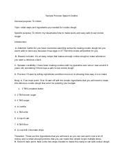 Sample Process Speech Outline Sample Process Speech Outline General Purpose To Inform Topic