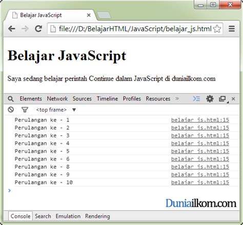 Fungsi Perintah Break Dan Continue Di Dalam Perulangan JavaScript