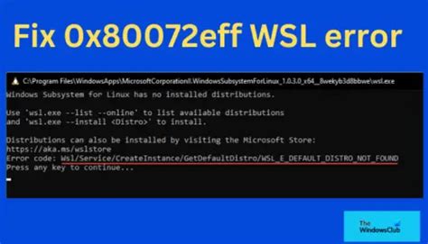 Fix 0x80072eff Wsl Error On Windows Computer