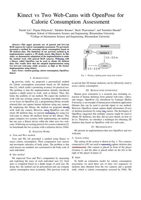 PDF Kinect Vs Two Web Cams With OpenPose For Calorie Consumption