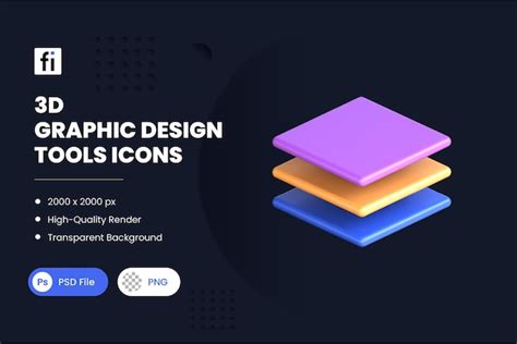 Premium Psd 3d Illustration Graphic Design Tool Layer Stack