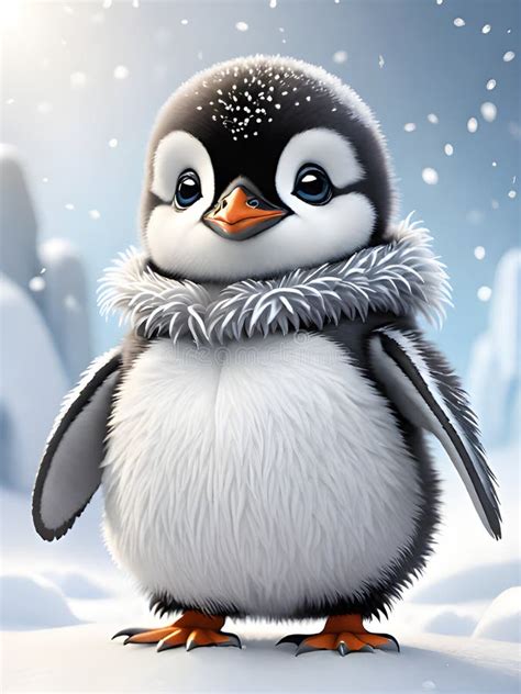 Cute Little Penguin Cartoon Illustration Stock Illustration