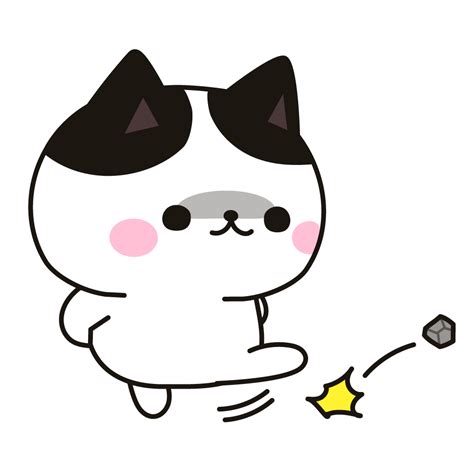 石を蹴るネコ（ハチワレ）のフリーイラスト Decorすとっく かわいいフリーイラスト素材サイト