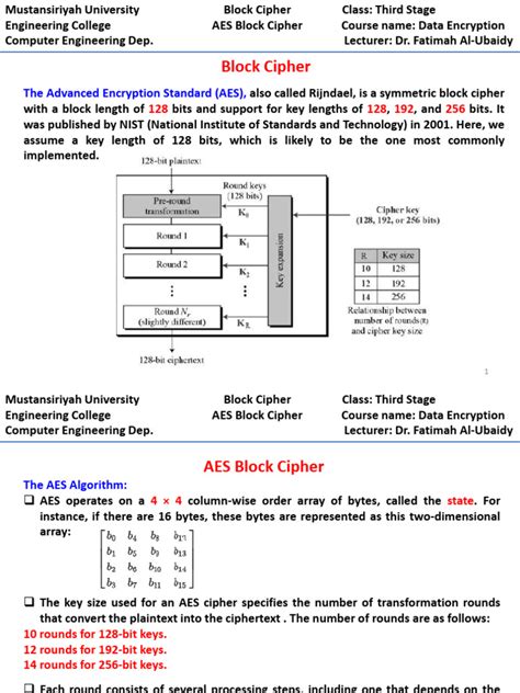 Block Cipher The Advanced Encryption Standard Aes Pdf