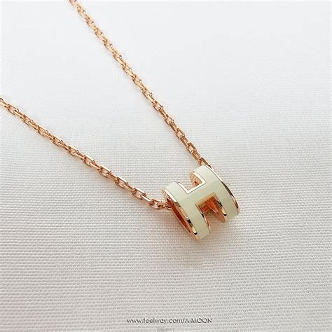 Hermes 목걸이펜던트 에르메스 미니 팝아슈 목걸이 로즈골드 블랑 화이트 H147992fo49 백화점풀셋 원래 명품은