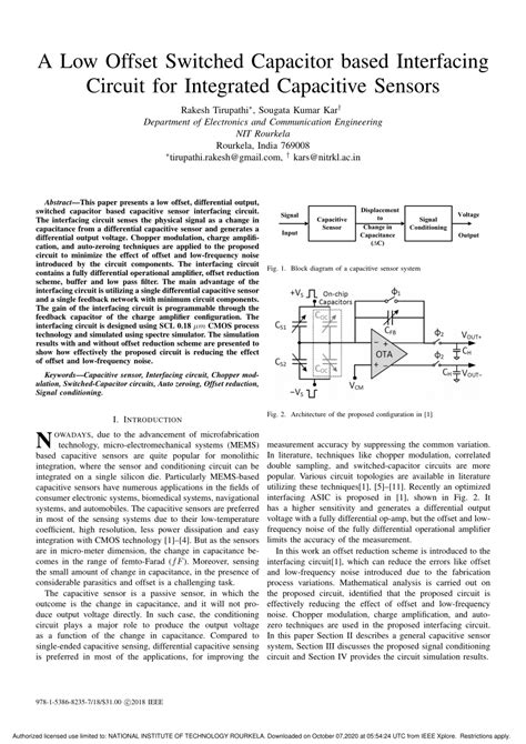 Pdf A Low Offset Switched Capacitor Based Interfacing Circuit For