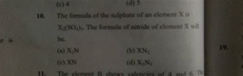 The Formula Of The Sulphate Of An Element X Is Be Filo