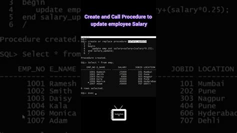 Create And Call Procedure In Plsql Procedure To Update Salary Of An Employee Technontechtv