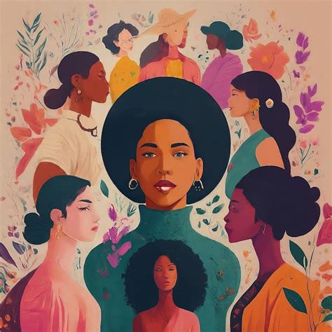Premium Vector Women In Different Poses With Flowers Vector