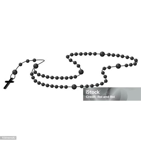 거룩한 묵 벡터 일러스트 레이 션 흰색 배경에 고립 된 크로스 아이콘으로 기도 가톨릭 Chaplet 묵주 팔찌에 대한 스톡 벡터