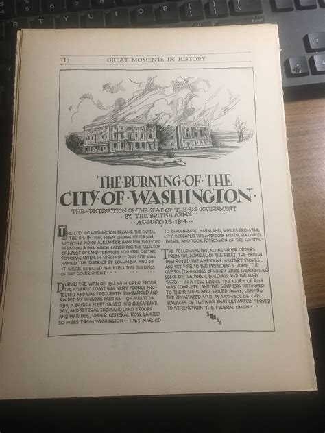 The Burning Of Washington Dc 1814 1933 Book Page History Print