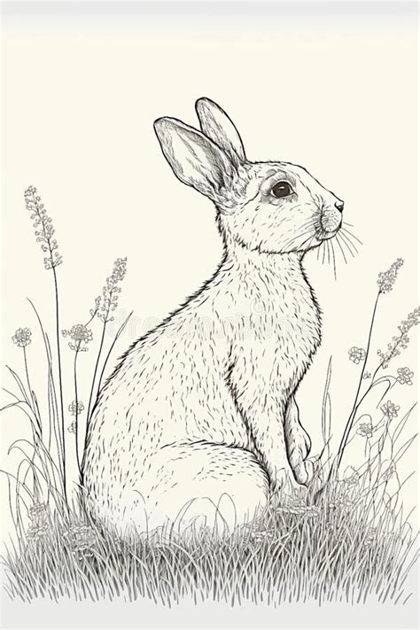 Easter Rabbit On The Spring Meadow Cute Easter Bunny Illustration
